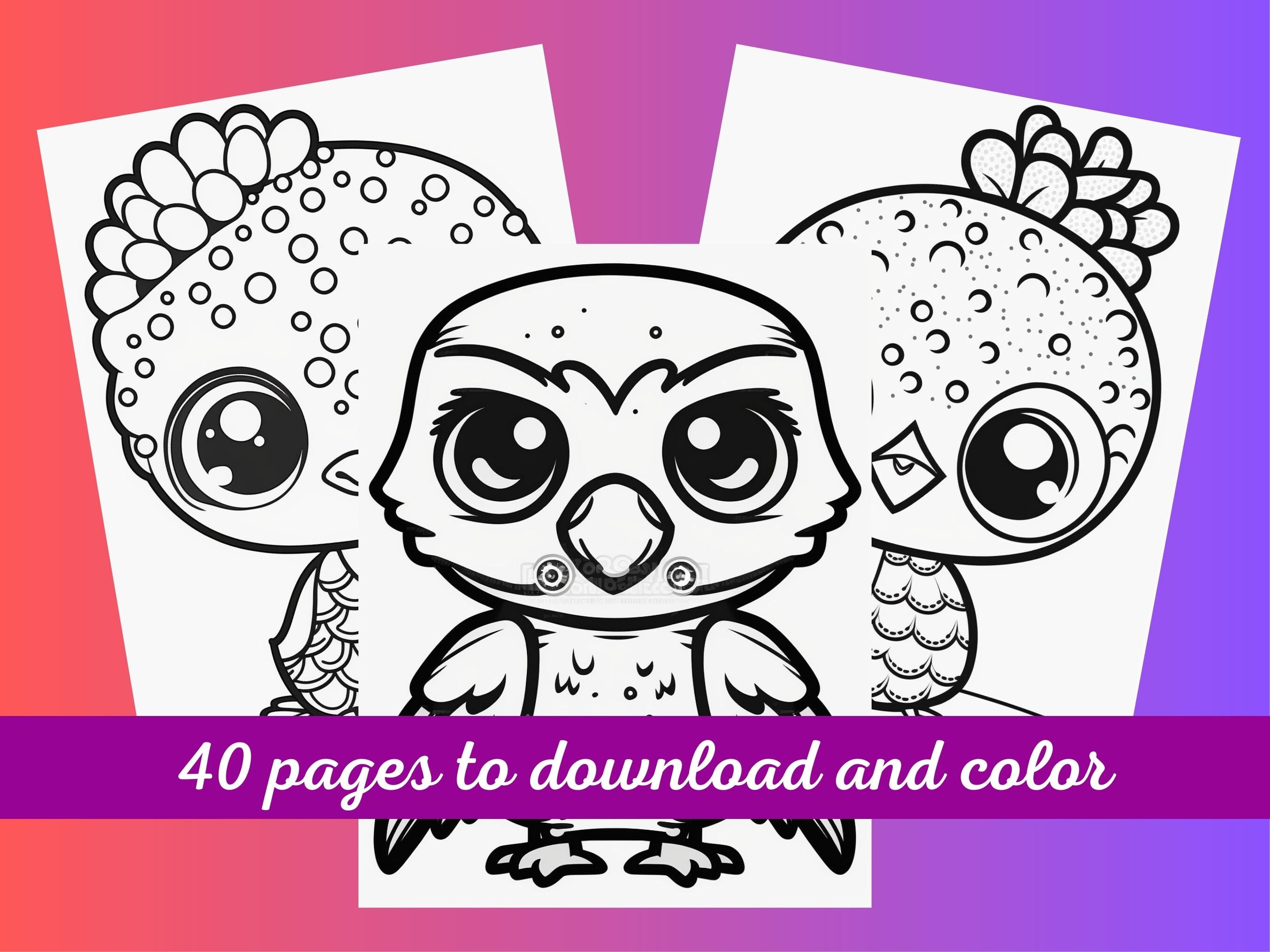 Cute Birds Coloring Pages Coloring Book for Kids 40 Coloring Pages ...