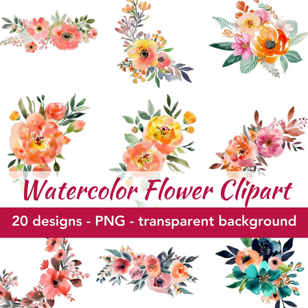 Watercolor Floral Clipart Bundle - Instant Download Digital Design - Etsy