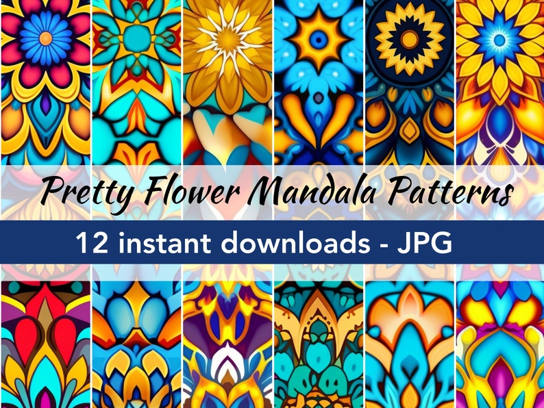 Colorful Flower Mandala Patterns Printable 12 X - Etsy