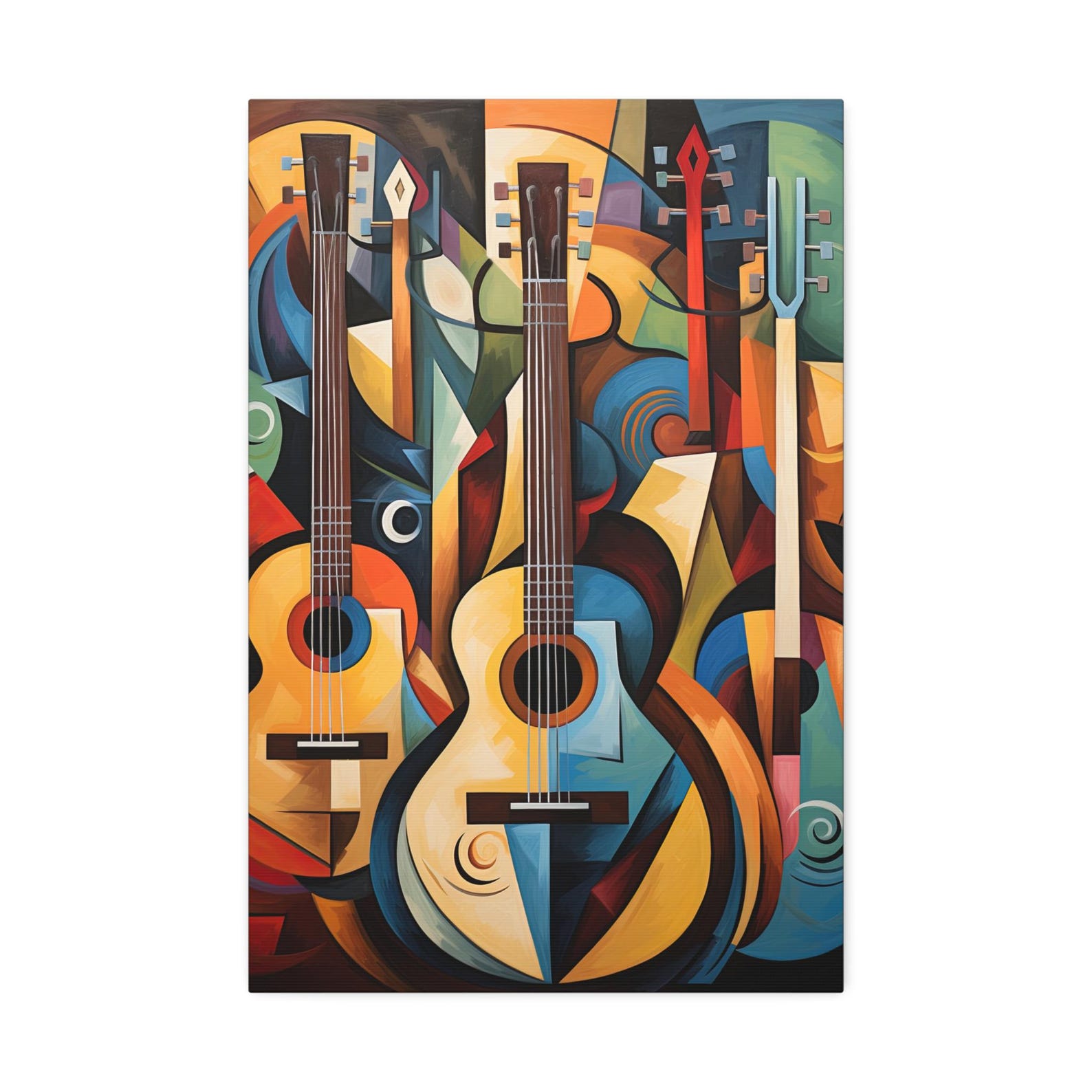 Printed Abstract Guitars Wall Art | Musical Instrument Canvas Gallery ...