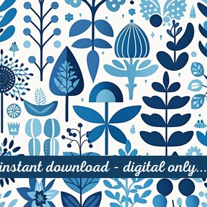 Scandinavian Shades of Blue Patterns | 12" X 12" Colorful Designs | 12 ...