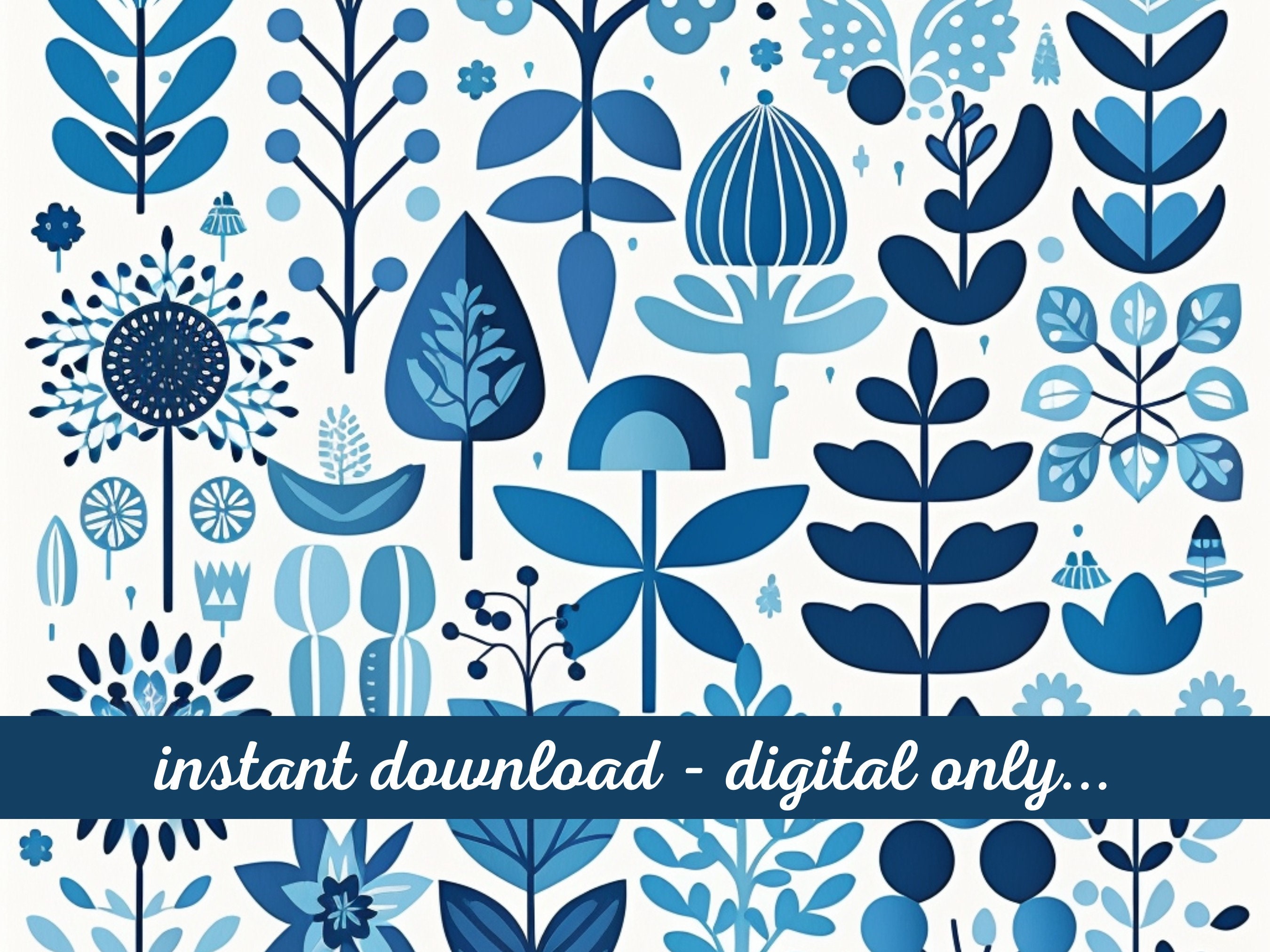 Scandinavian Shades of Blue Patterns | 12" X 12" Colorful Designs | 12 ...