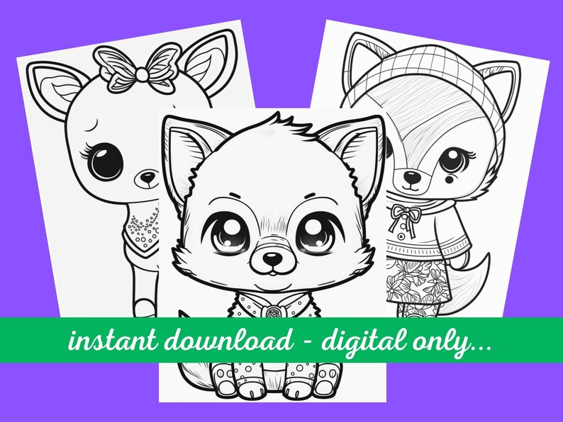 Baby Animals 50 Coloring Pages Cute Coloring Book 50 - Etsy