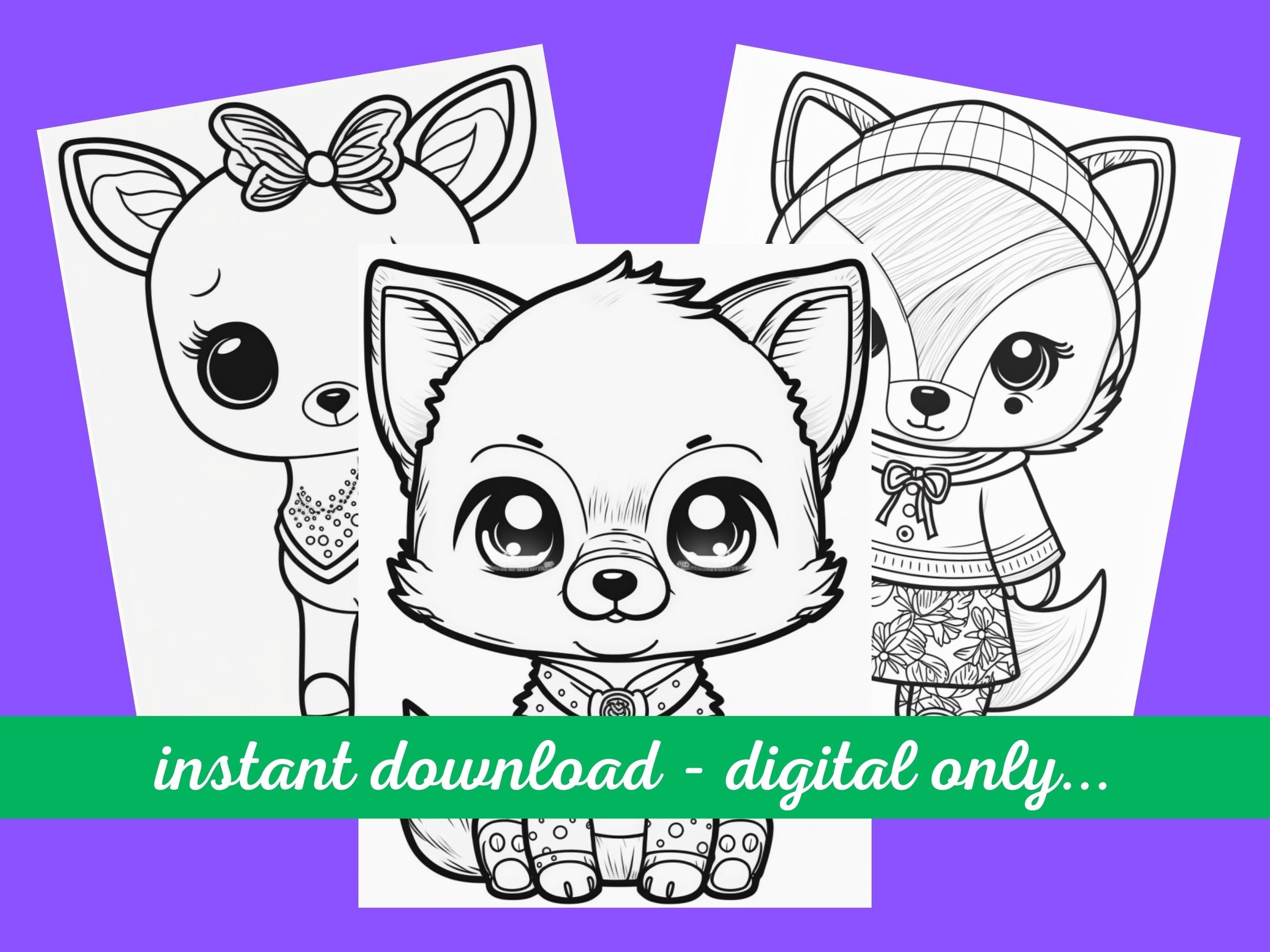 Baby Animals 50 Coloring Pages Cute Coloring Book 50 - Etsy