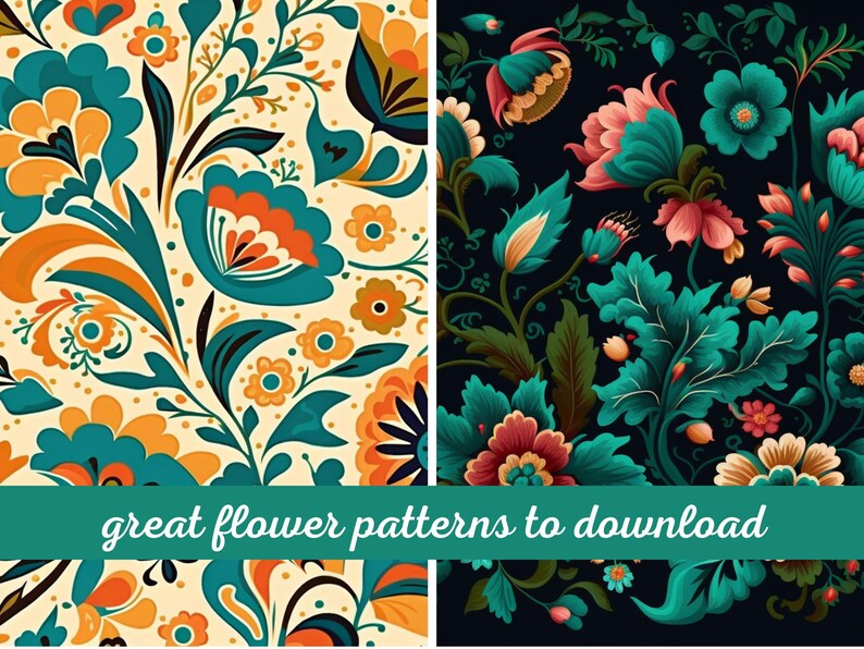 Mexican Flower Patterns | 12" X 12" Digital Designs | 12 Digital Pattern Downloads | Printable ...