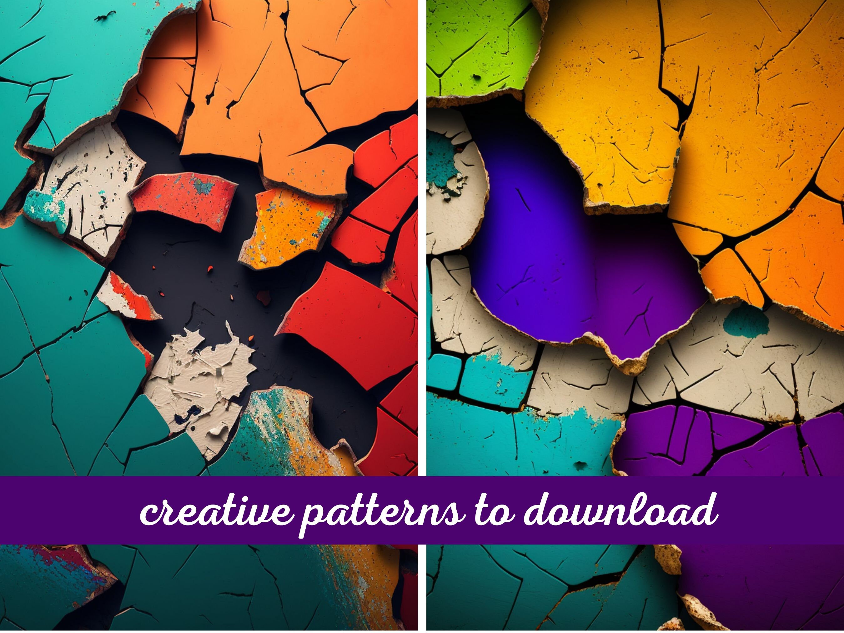Colorful Cracked Paint Patterns 12 X 12 Digital Designs 12 - Etsy