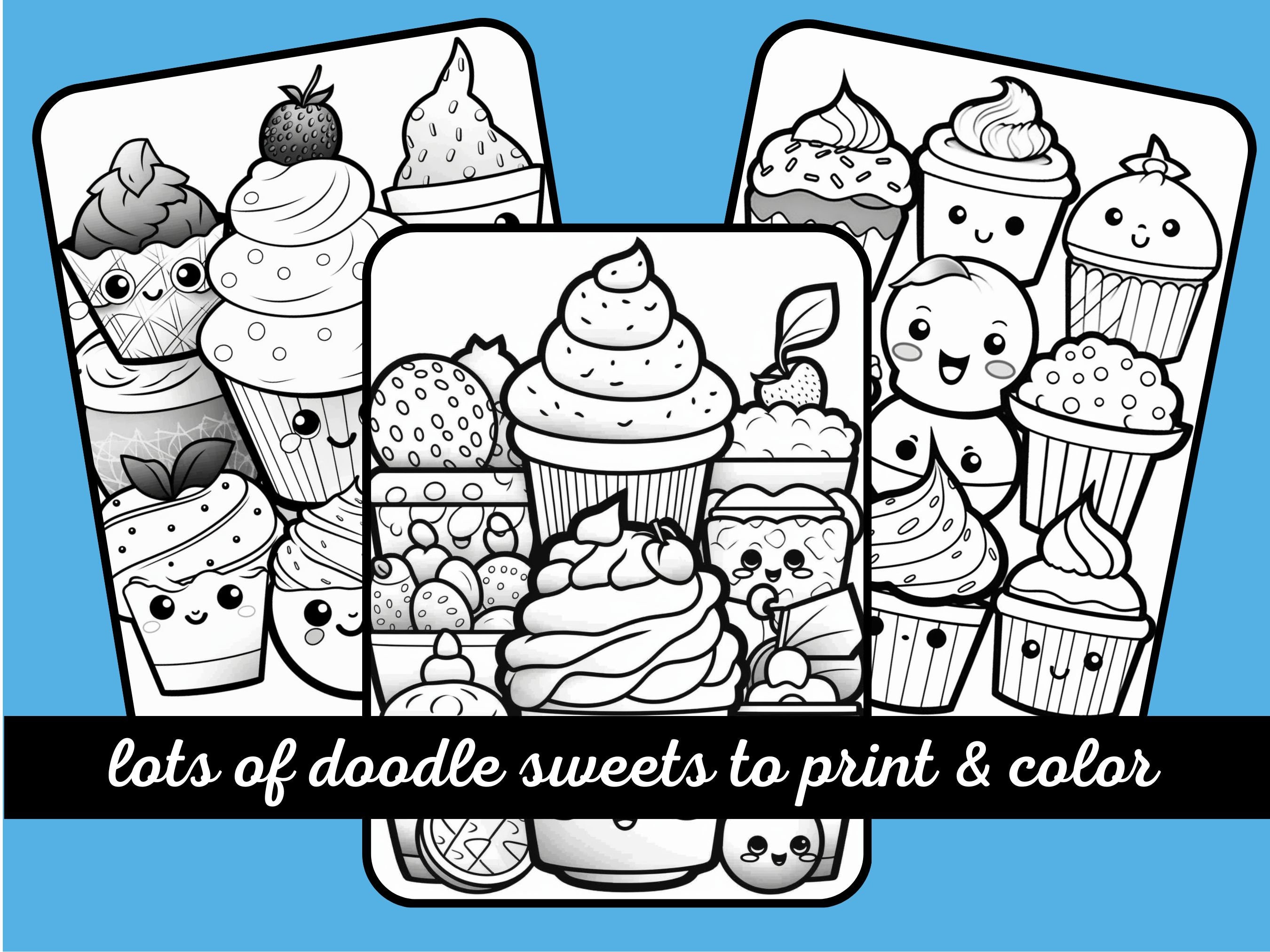 Sweets & Treats Doodle Coloring Pages | Creative Sweets Color Designs ...