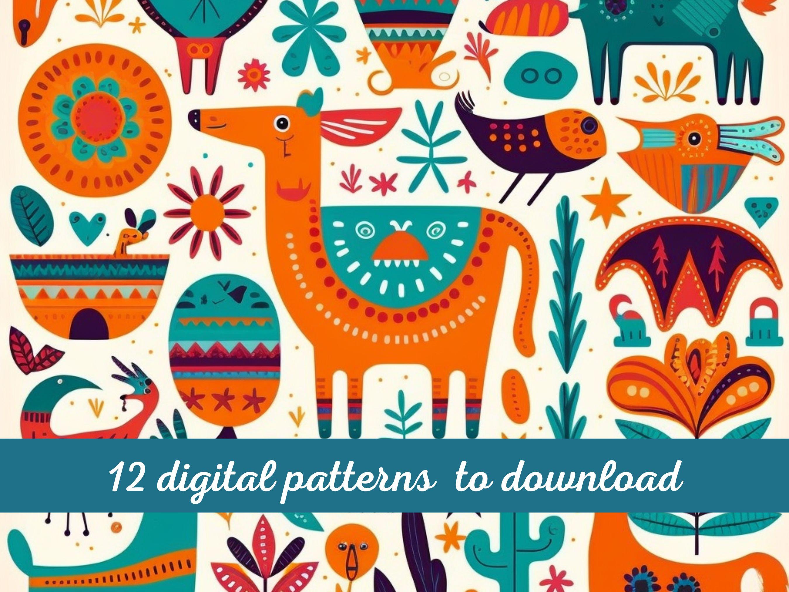 Mexican Folk Art Patterns: 12 Digital Designs (JPG & PDF) - Etsy