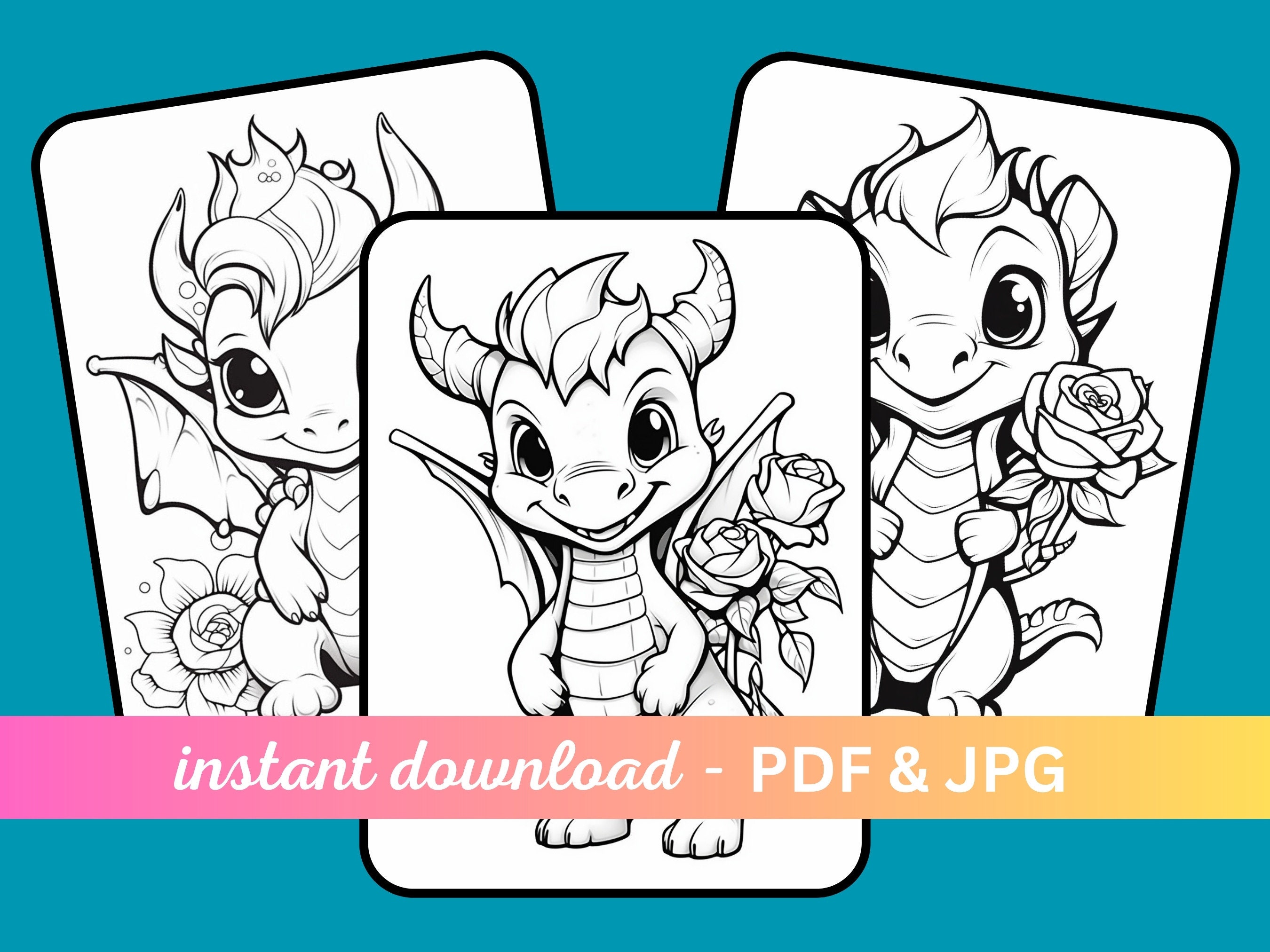 50 Pages of Cute Dinosaurs Creature Coloring Book 50 - Etsy