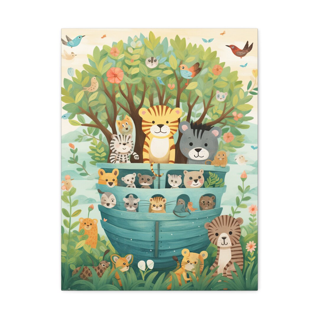 Printed Canvas Noah's Arc Animals Children's Wall Art | Canvas Gallery ...