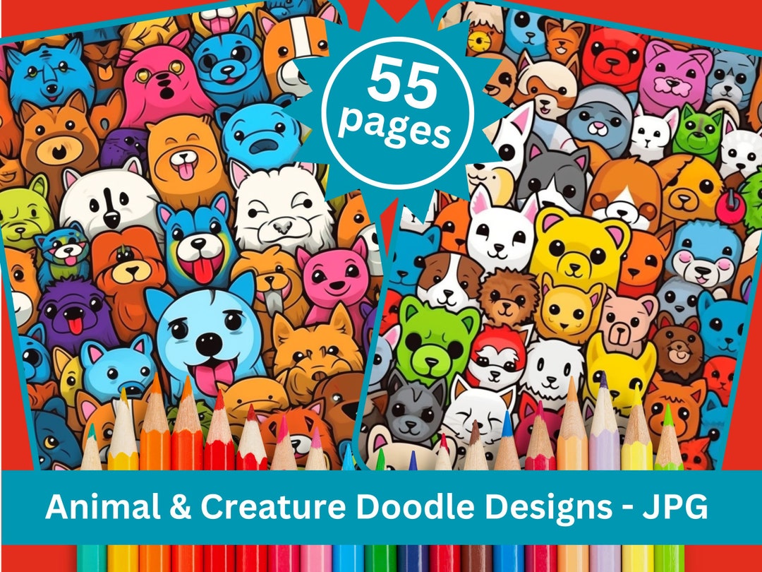 Animals & Creatures Doodle Coloring Pages | Creative Animal Color ...