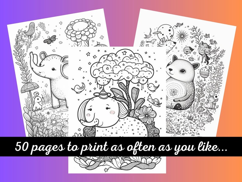 Whimsical Animals and Scenes Fantasy Coloring Book 50 - Etsy