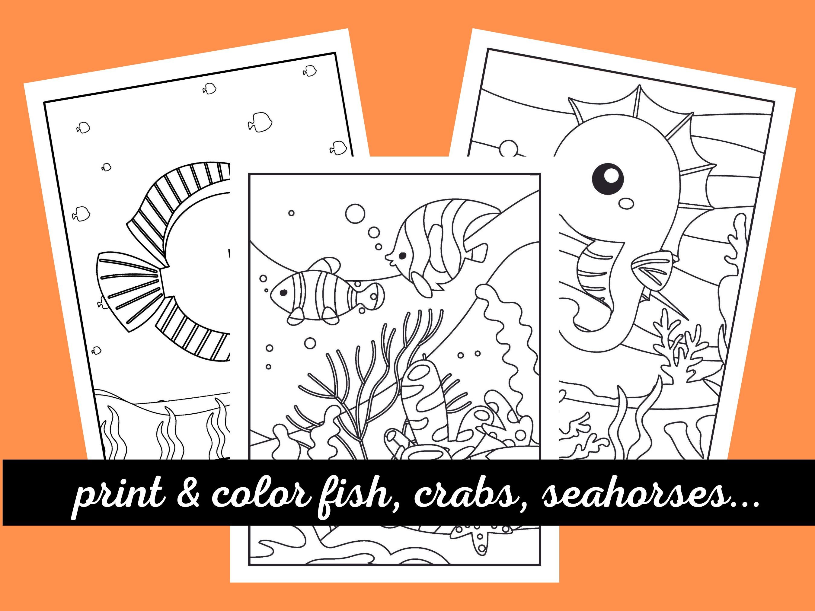 Ocean Life Coloring Book Digital Download, Printable Pages, Underwater ...