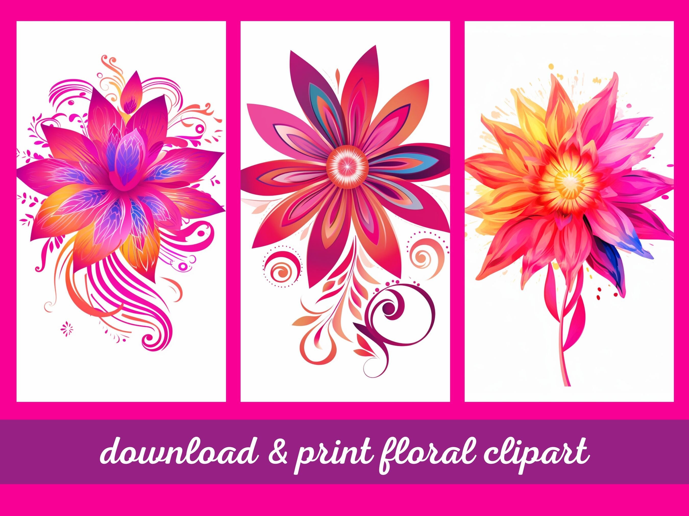 Hot Pink Flower Clipart Designs, Png Files With Transparent Background ...