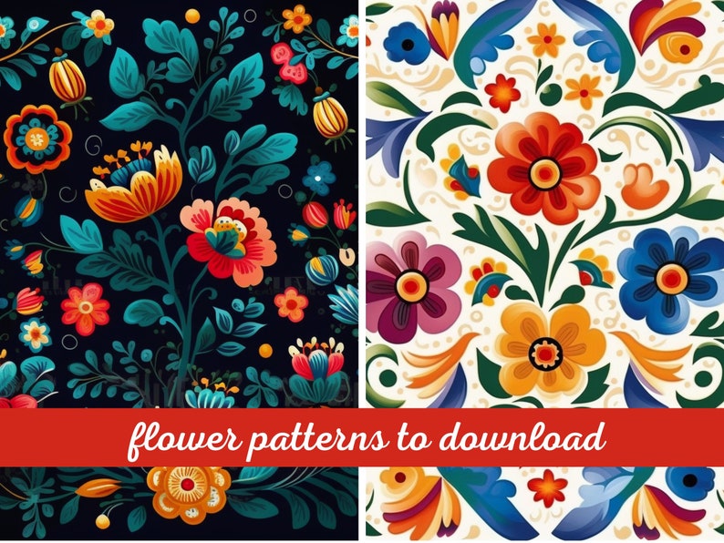 Colorful Mexican Flower Patterns 12 X 12 Flower - Etsy