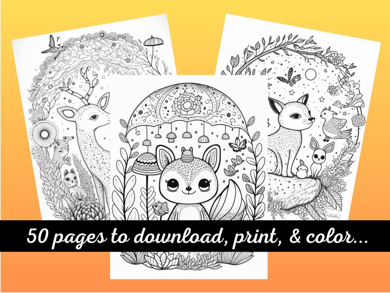 Whimsical Animals and Scenes Fantasy Coloring Book 50 - Etsy