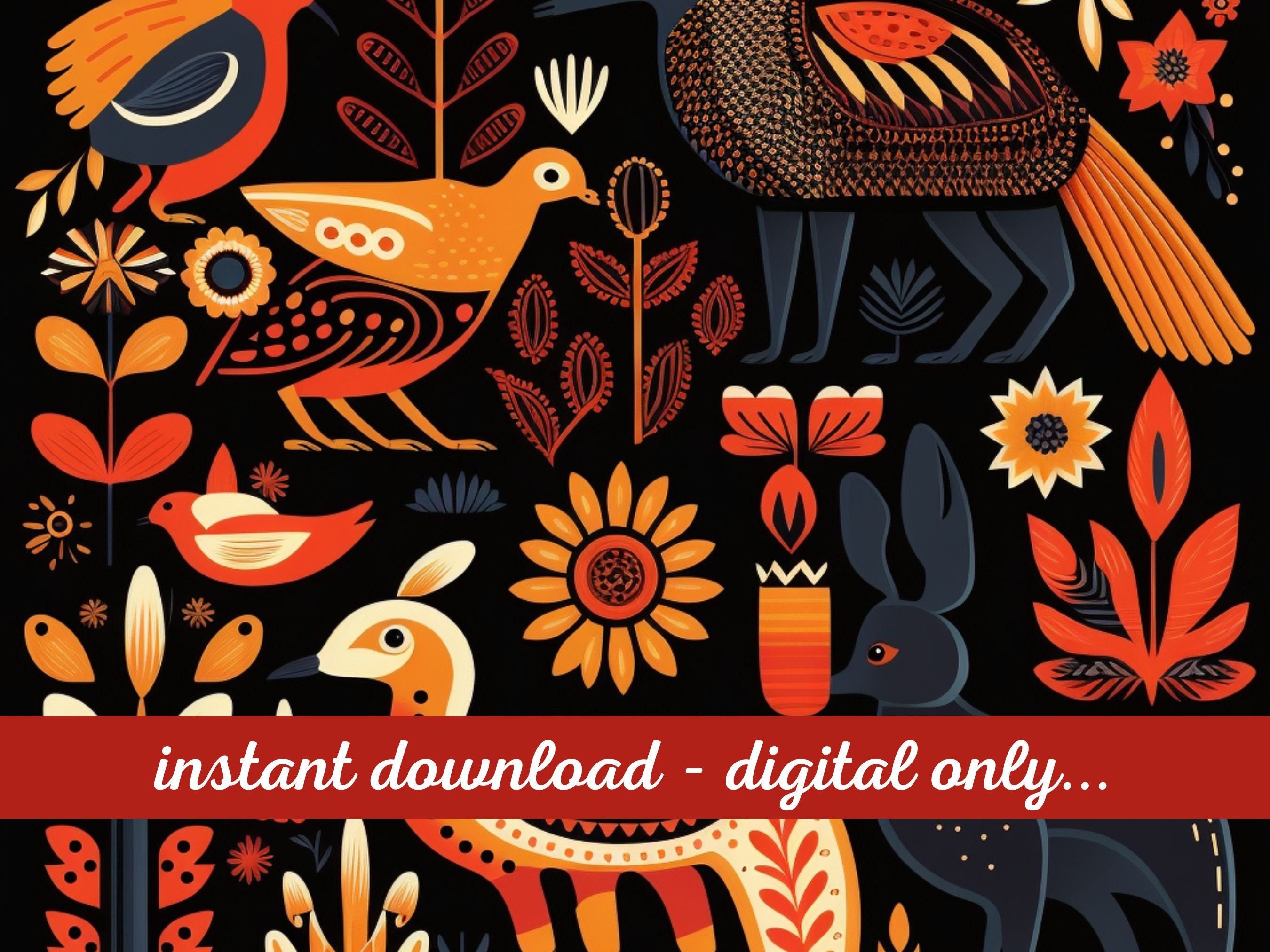 Folk Art Animal Patterns 12 X 12 Instant Files - Etsy