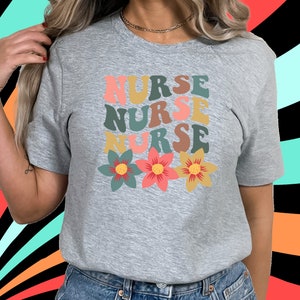 Retro Multi-color Nurse Tee | Unisex Bella+canva Cotton 3001 T-shirt ...