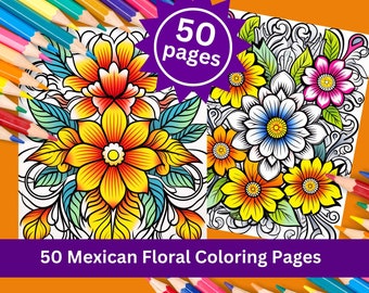 MEXICO Digital Coloring Page/ Mexican Adult Coloring/ Around - Etsy