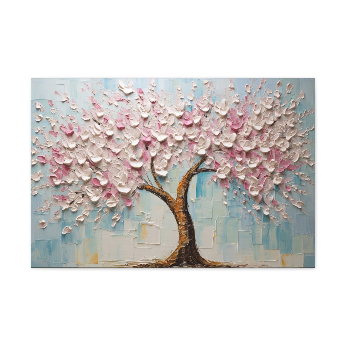 Printed Canvas Textured Pink Tree Wall Art | Canvas Gallery Wrap ...