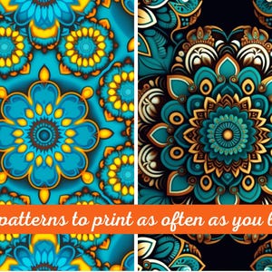 Colorful Orange and Turquoise Mandala Patterns | 12" X 12" Patterns ...