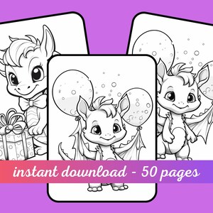 50 Pages of Cute Dinosaurs | Creature Coloring Book | 50 Coloring Pages ...