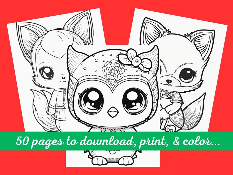 Baby Animals 50 Coloring Pages | Cute Coloring Book | 50 Coloring Pages ...