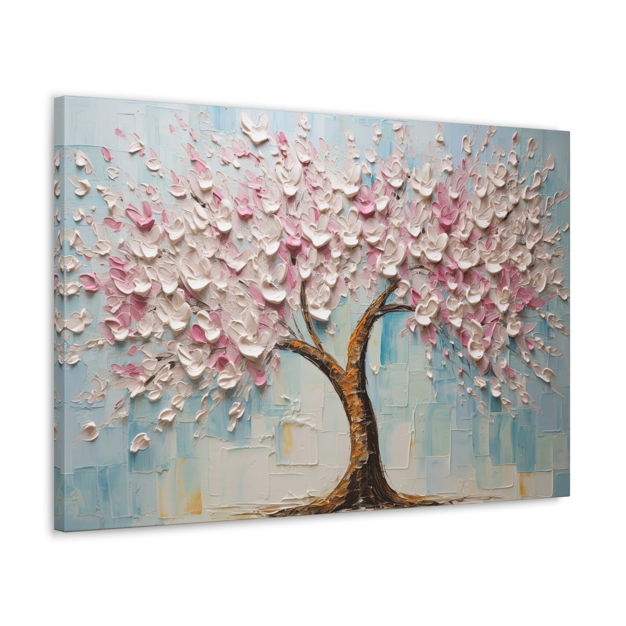Printed Canvas Textured Pink Tree Wall Art | Canvas Gallery Wrap ...
