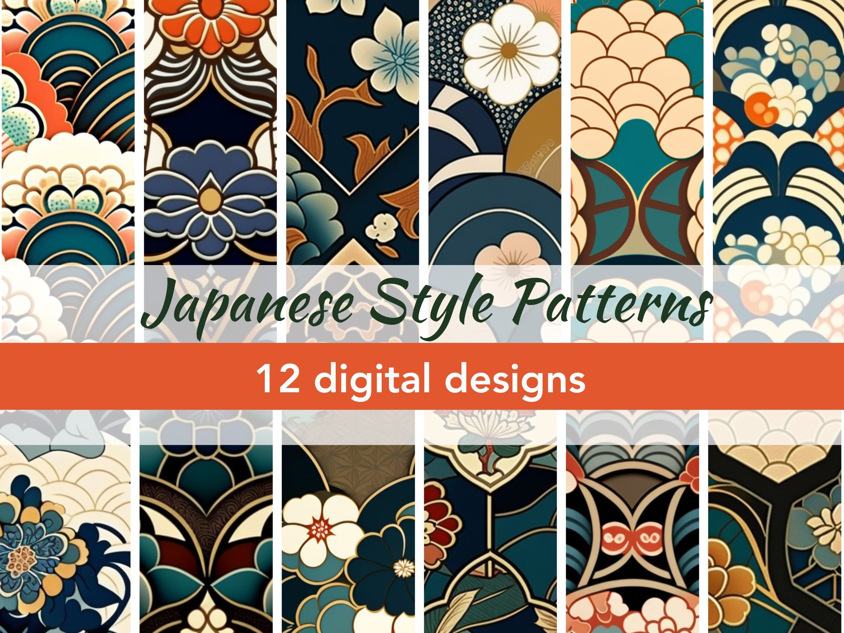 Japanese Style Patterns 12 X 12 Patterns 12 Digital Downloads Printable ...