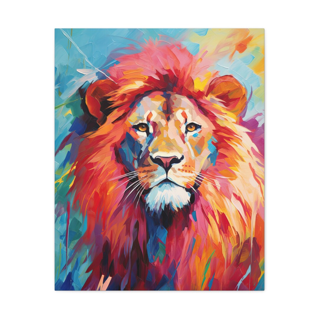 Printed Abstract Colorful Lion Wall Art | Canvas Gallery Wrap ...