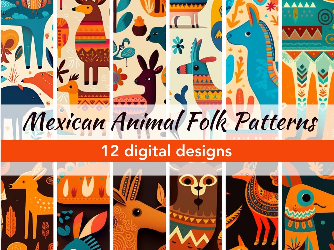 Mexican Folk Art Animal Patterns: 12"x12" Digital Designs (JPG & PDF ...