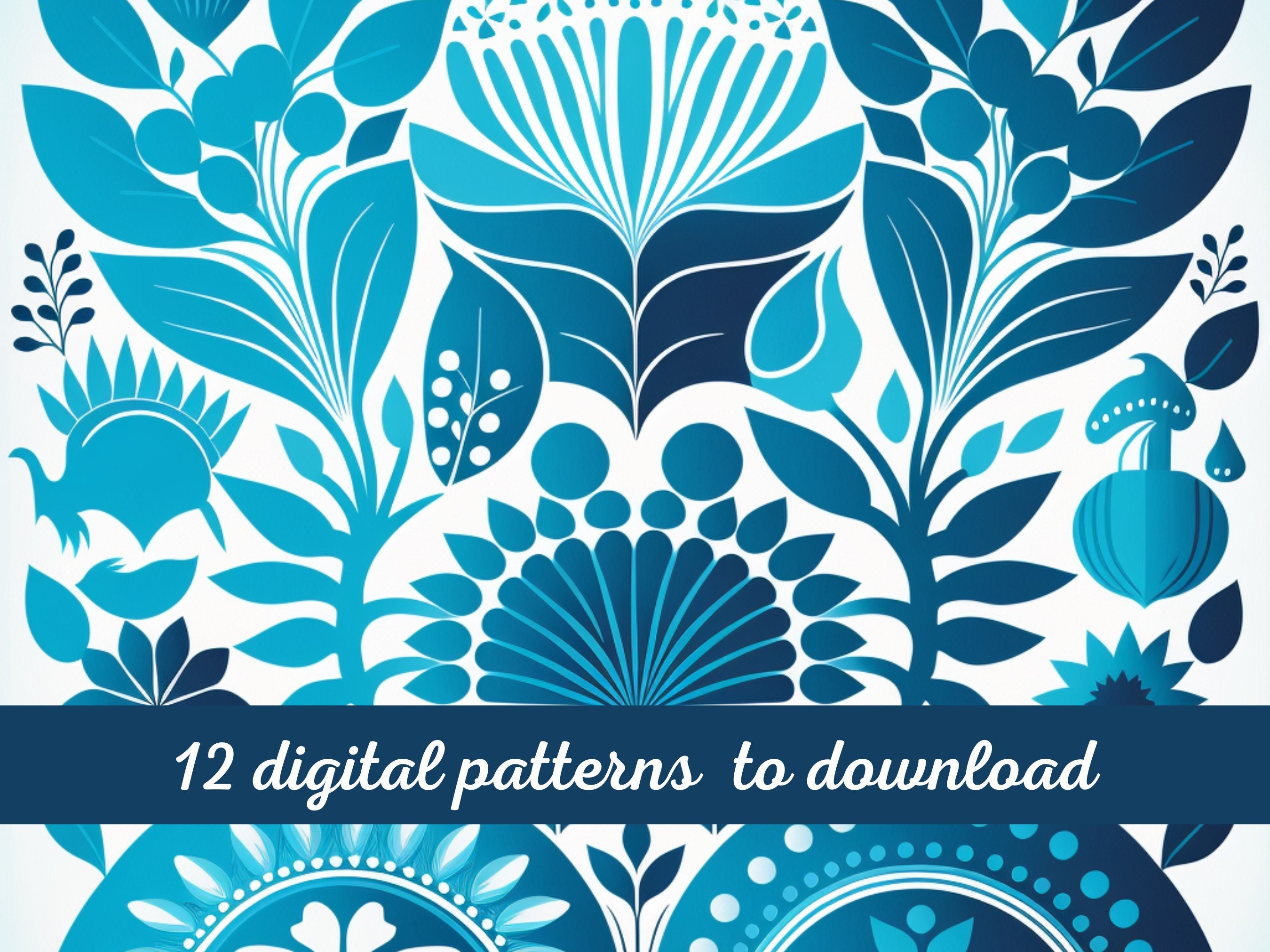 Scandinavian Shades of Blue Patterns | 12" X 12" Colorful Designs | 12 ...