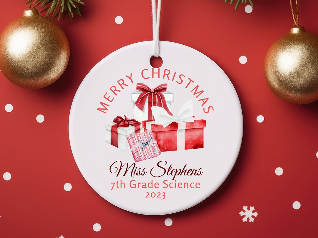 Custom Teacher Gift Merry Christmas Packages Ornament 2025 Personalized ...
