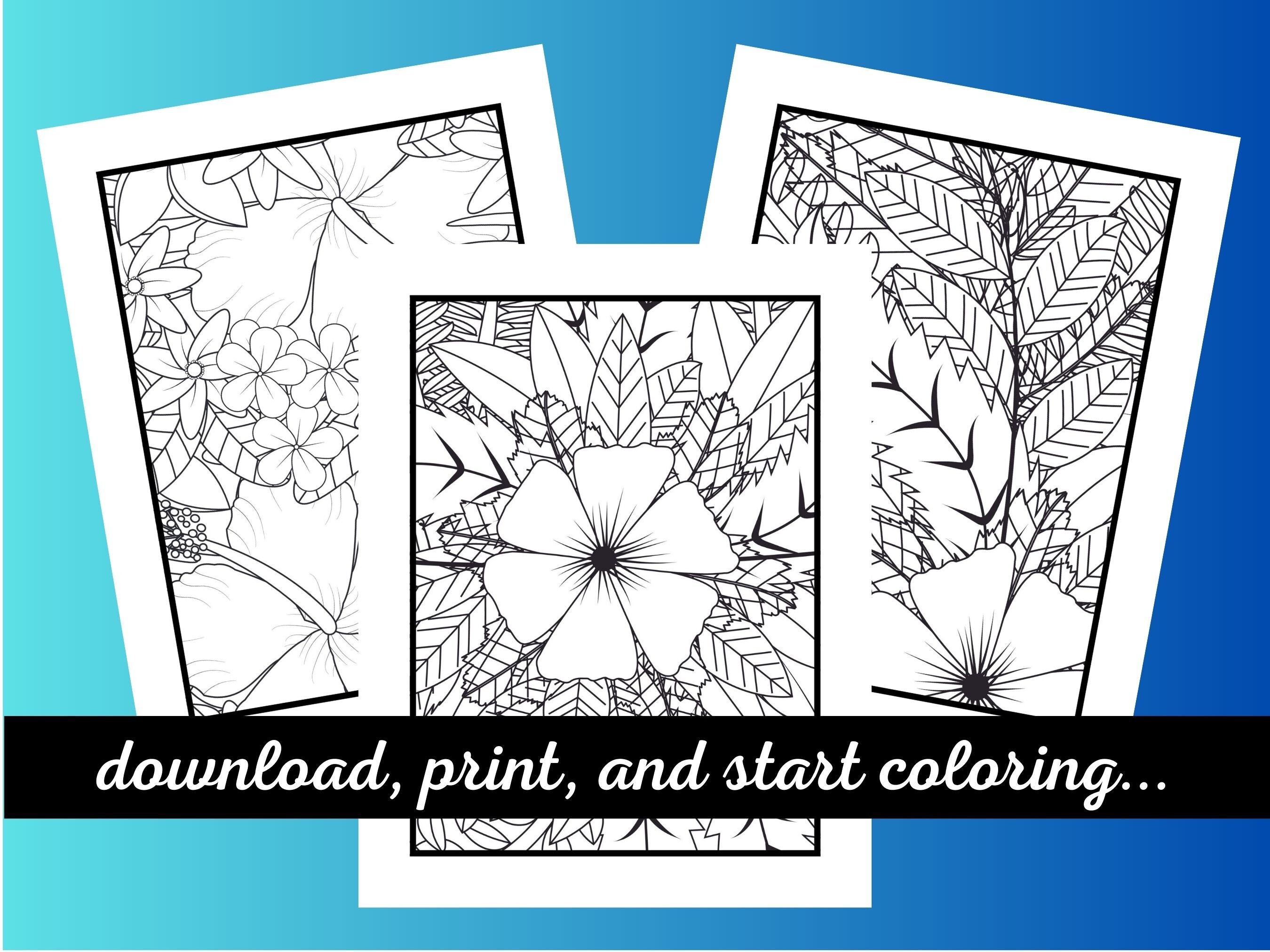 Beautiful Flower Coloring Pages Adult Coloring Book Pages - Etsy