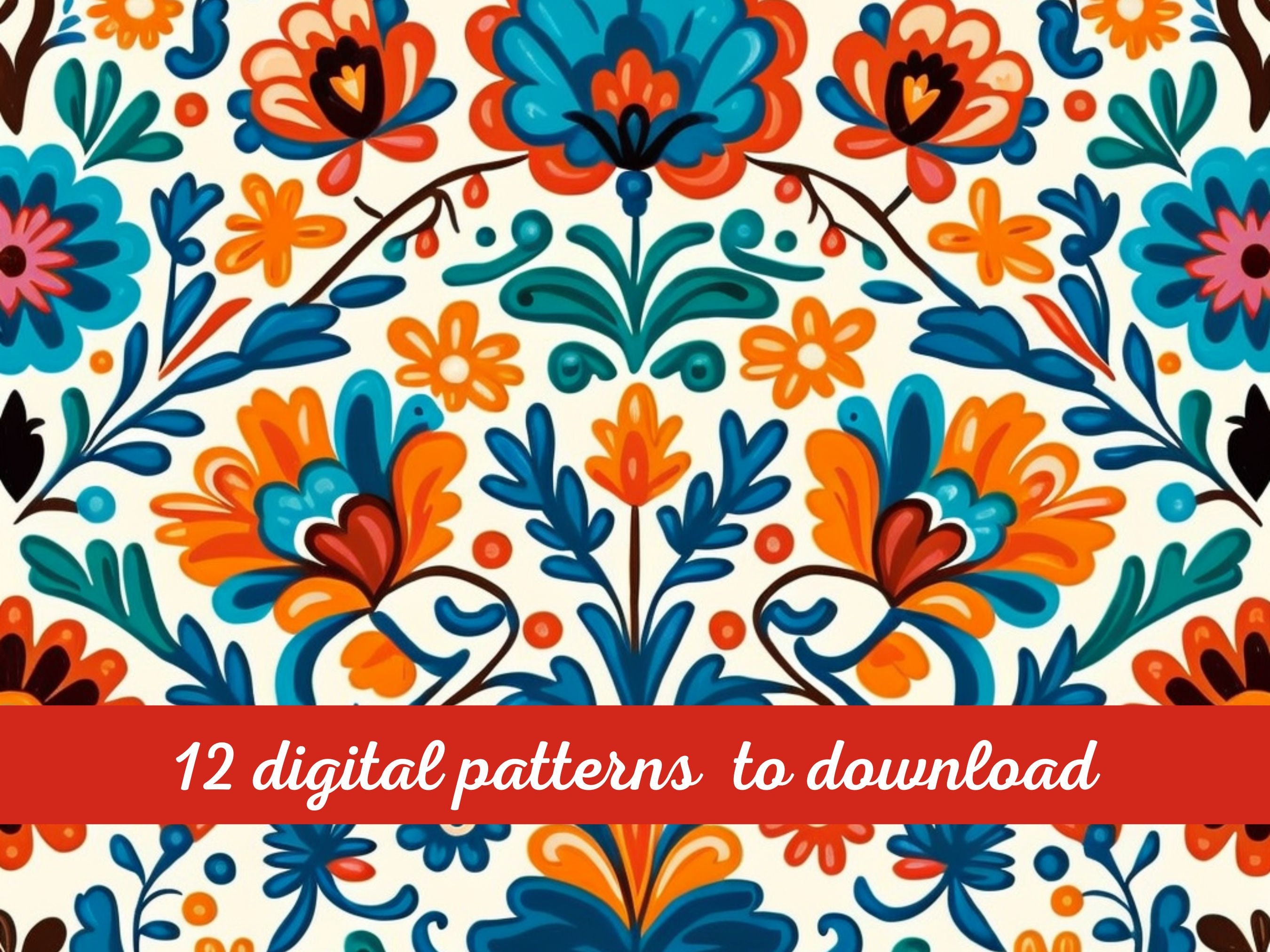 Colorful Mexican Flower Patterns 12 X 12 Flower - Etsy
