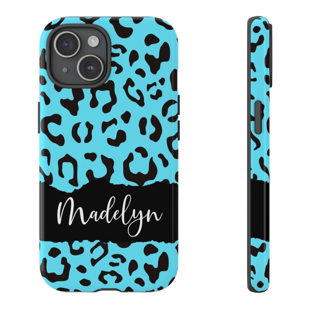 Custom Name Phone Case Personalized Turquoise Leopard Print Gift iPhone ...