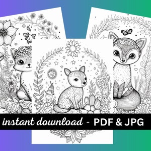 Whimsical Animals and Scenes Fantasy Coloring Book 50 Digital Coloring ...
