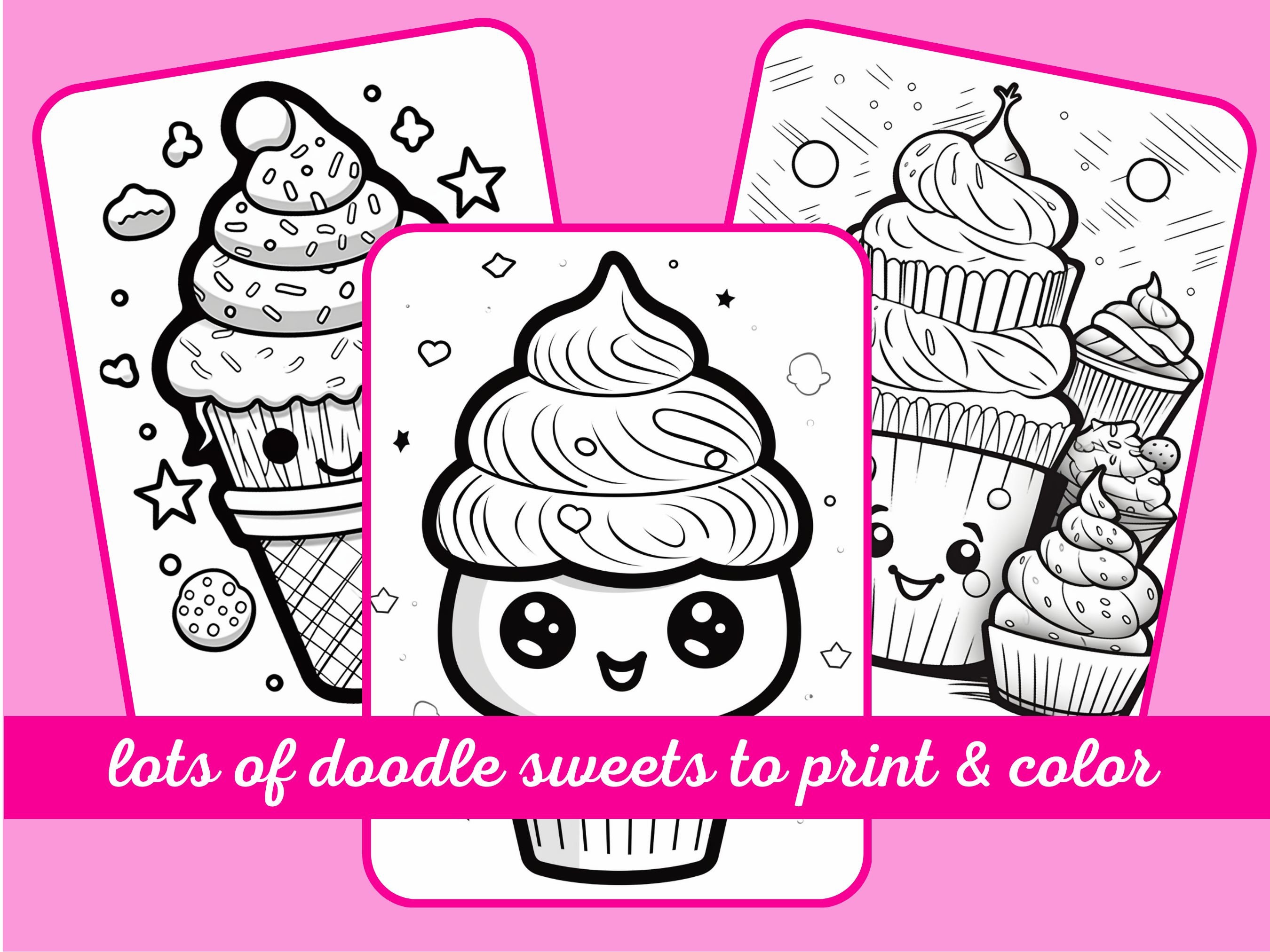 Candy & Sweets Doodle Coloring Pages Creative Treats Color Designs Cute ...