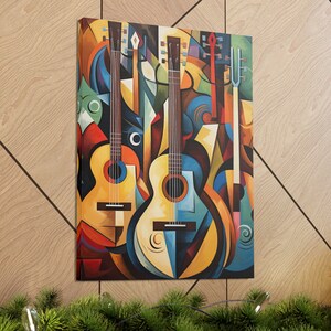 Printed Abstract Guitars Wall Art | Musical Instrument Canvas Gallery ...