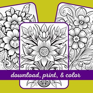 Mexican Flower Pattern Coloring Pages | Adult Coloring Book | 50 ...