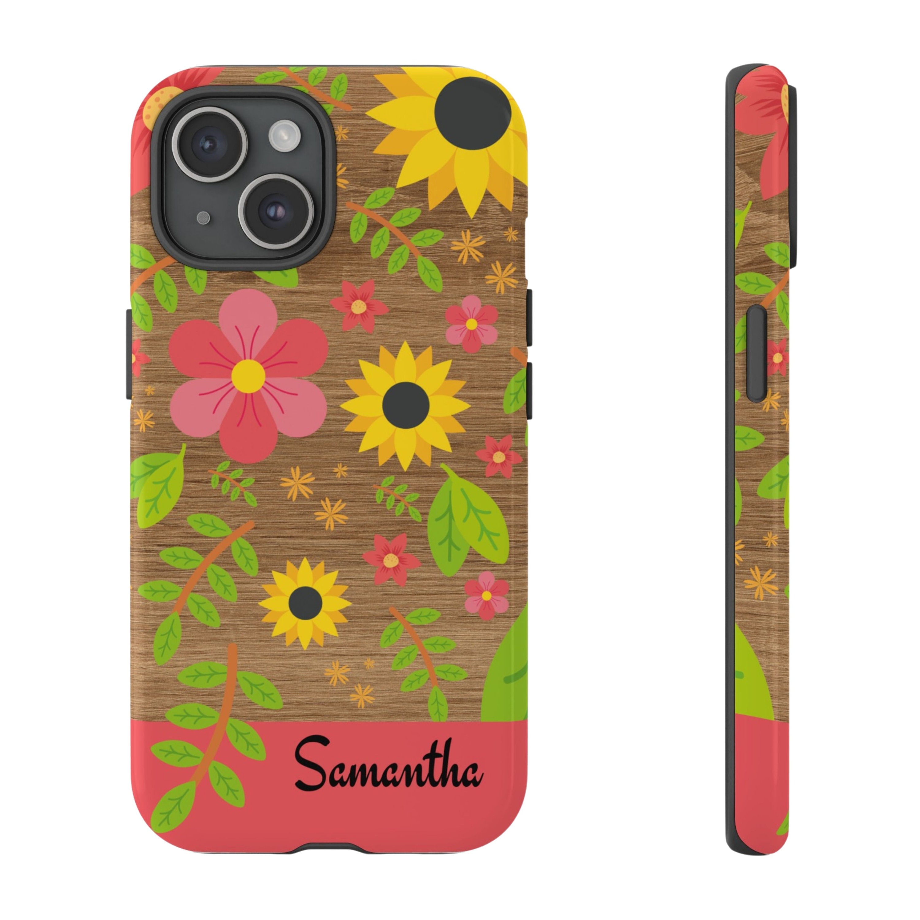 Custom Name Phone Case Personalized Yellow Floral Gift Magsafe Tough ...