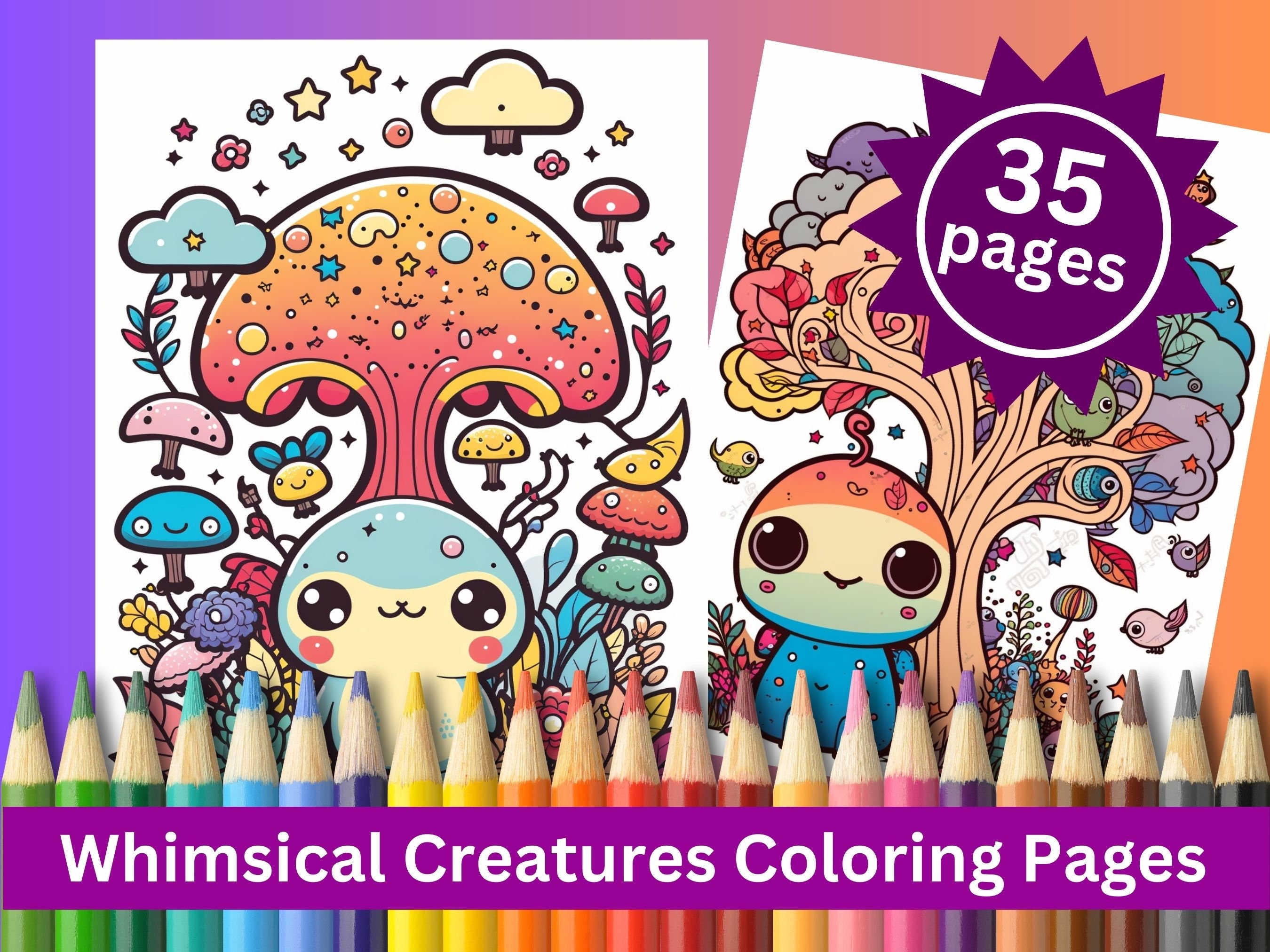 Whimsical Creatures Coloring Pages, 35 Coloring Pages, Adult or Teen ...