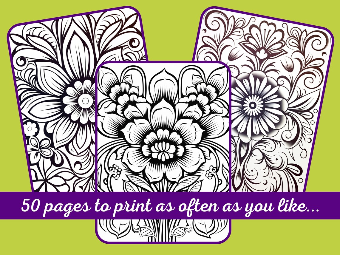 Mexican Flower Pattern Coloring Pages Adult Coloring Book - Etsy