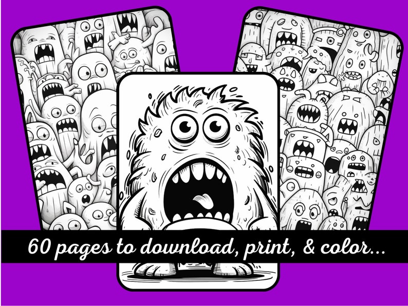 Monsters Doodle Coloring Book Creative Creatures Color Designs Cute ...