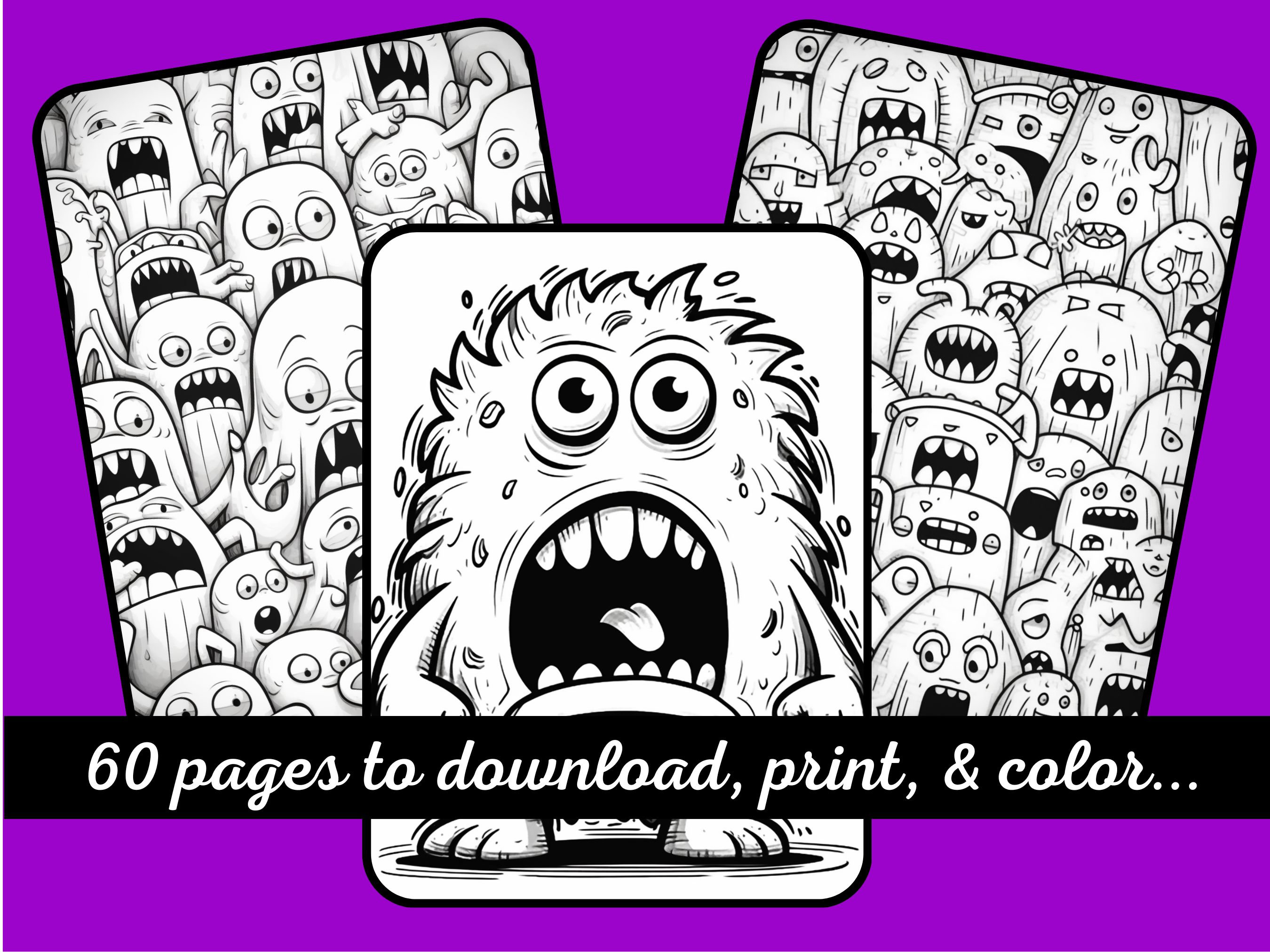 Monsters Doodle Coloring Book Creative Creatures Color Designs Cute ...