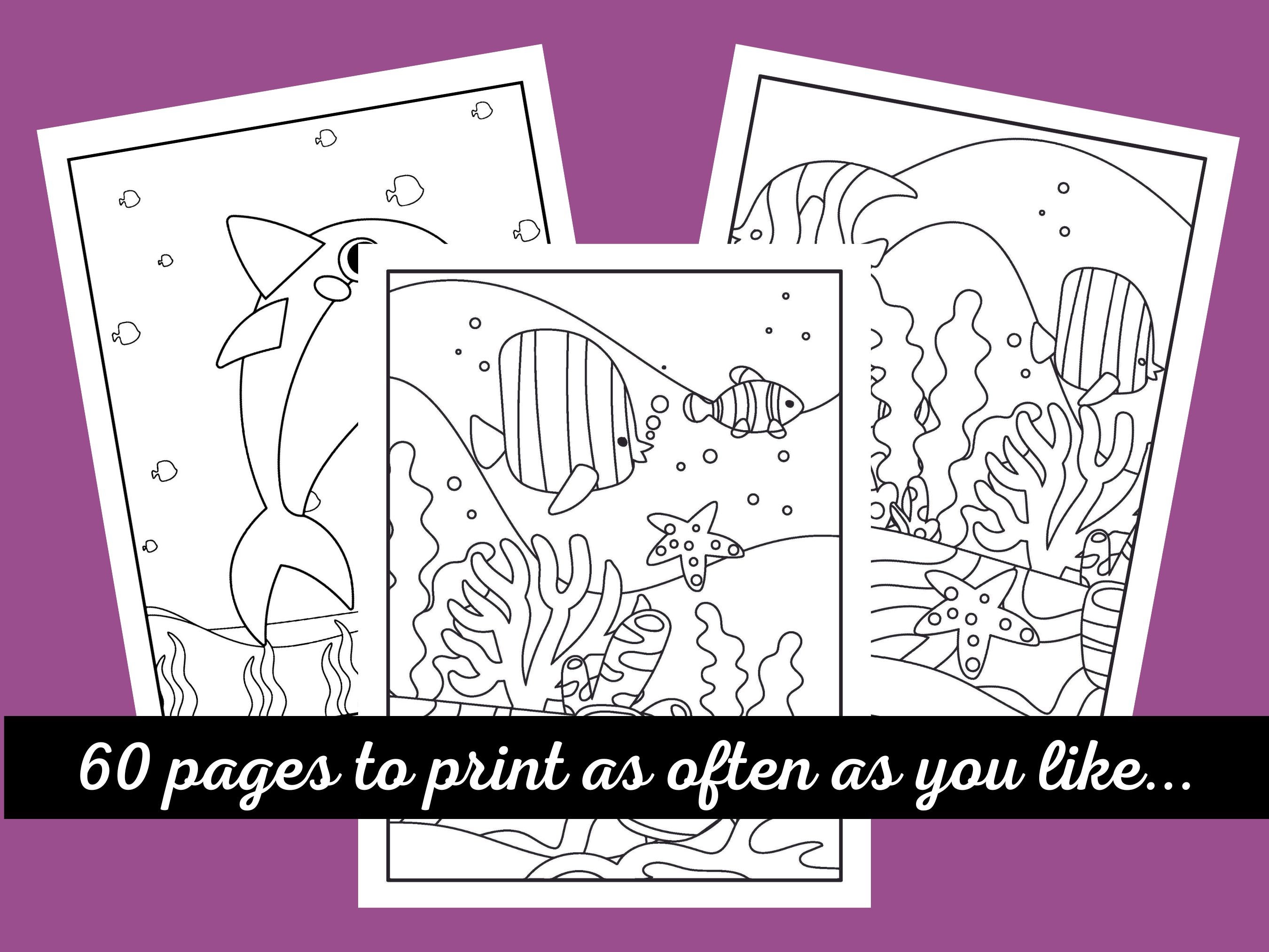 Ocean Life Coloring Book Digital Download, Printable Pages, Underwater ...