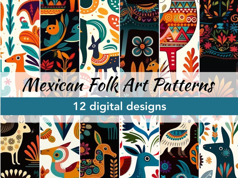 Mexican Folk Art Patterns: 12 Digital Designs (JPG & PDF) - Etsy