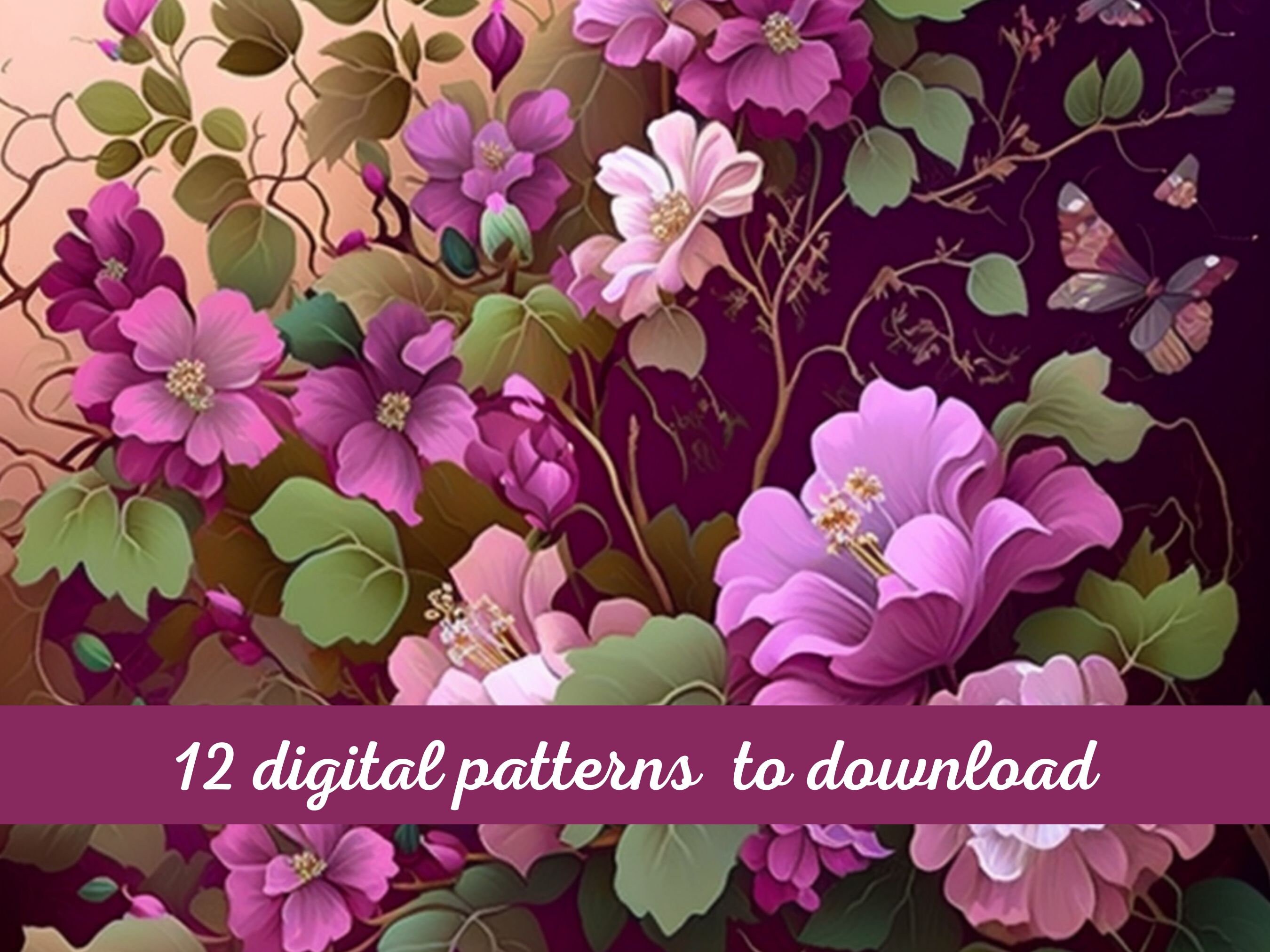 Beautiful Purple and Pink Flower Patterns 12 X 12 Floral Designs 12 ...