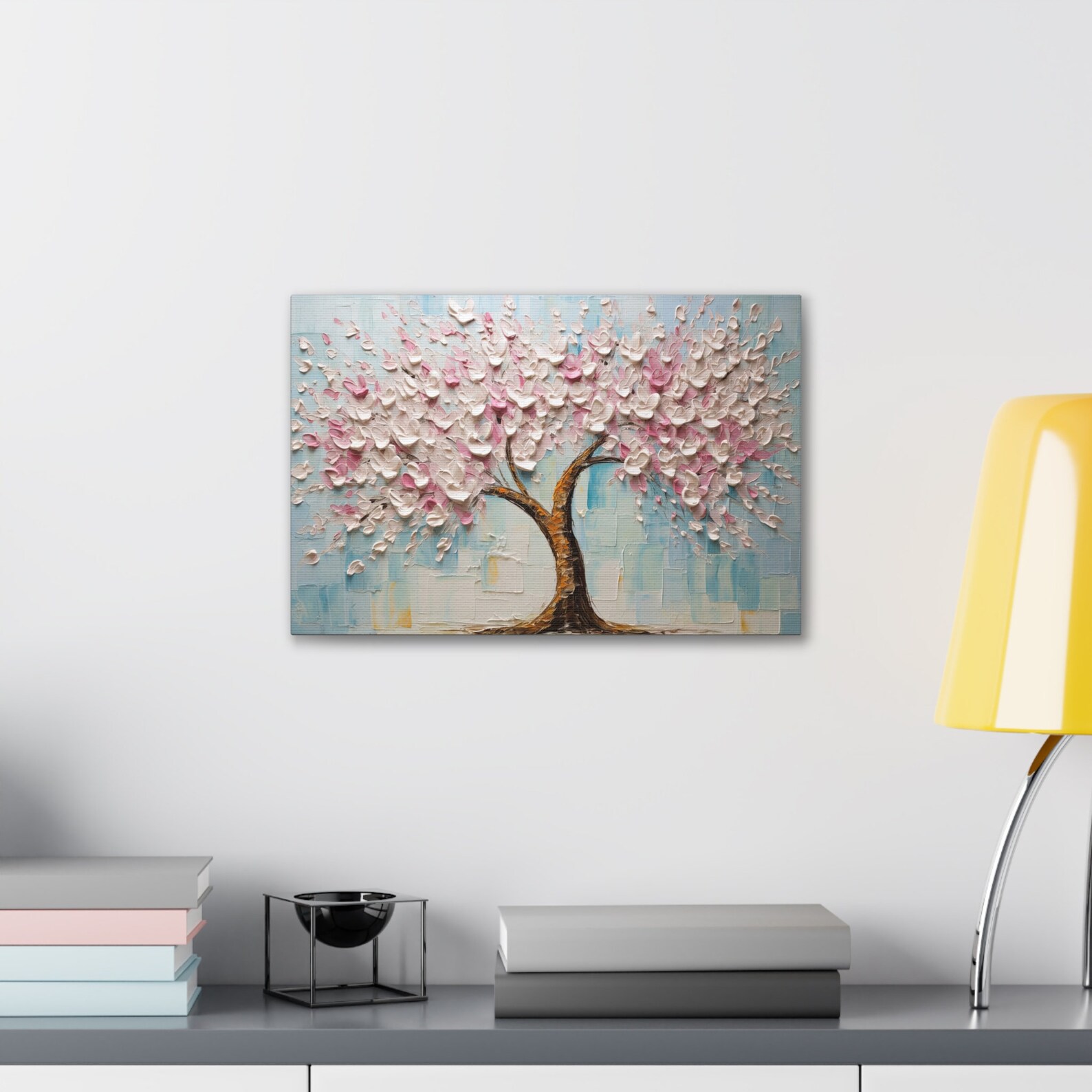 Printed Canvas Textured Pink Tree Wall Art | Canvas Gallery Wrap ...