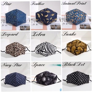 Face Mask Face Mask With Filter Pocket Reusable Cotton | Etsy